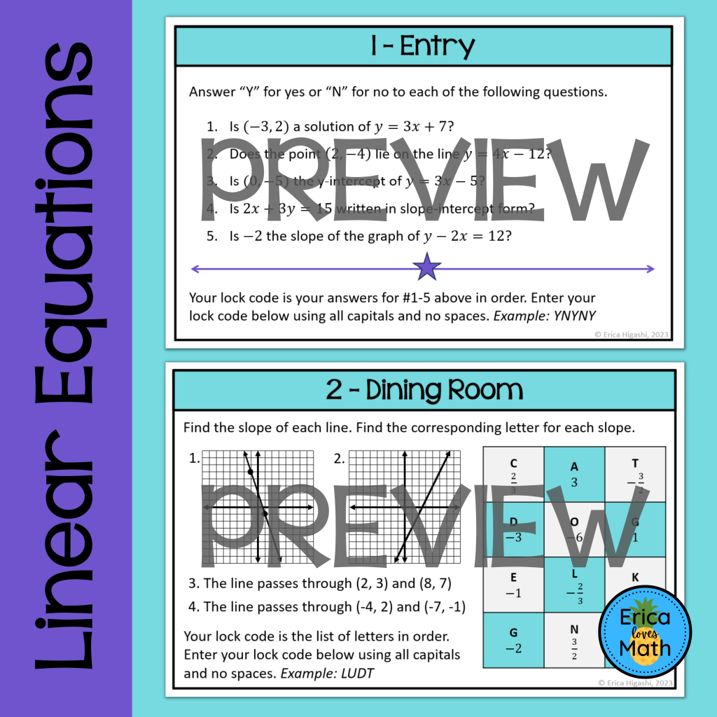 Linear Equations Escape Room Activity (Digital & Printable) | Made By ...