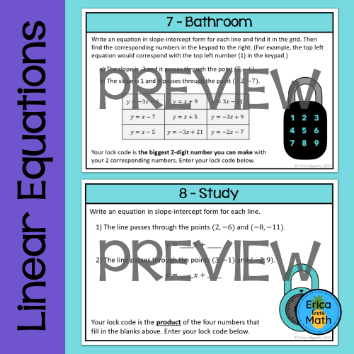 Linear Equations Escape Room Activity (Digital & Printable) | Made By ...