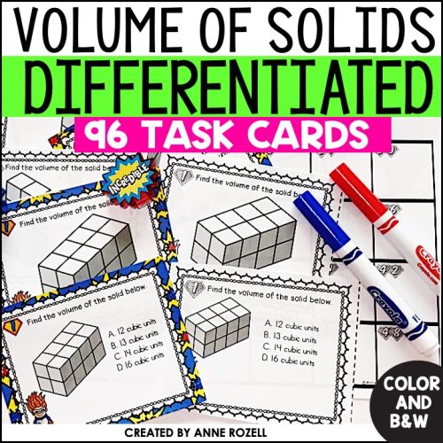 Volume Task Cards Differentiated | Volume of Solids | Made By Teachers