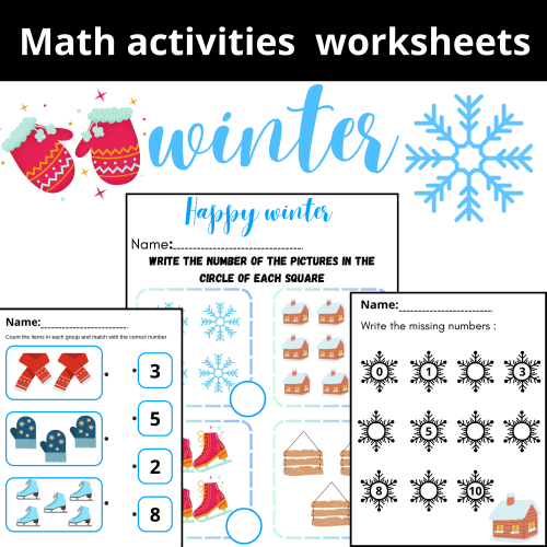 December winter math worksheets toddlers,kindergarten , numbers ...