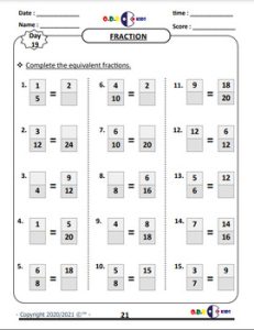 Math Activity worksheets Identifying Fractions-Simplifying & compare ...