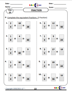 Math Activity worksheets Identifying Fractions-Simplifying & compare ...