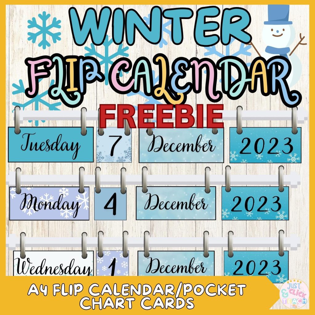 Free flip Calendar | Winter Classroom flip calendar | Snow and winter ...