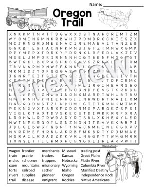 Oregon Trail Word Search Activity Printable Hard for Grades 5 to Adult ...
