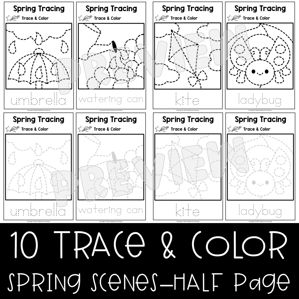 Spring Tracing Worksheets Spring Tracing Mats Spring Trace & Color ...