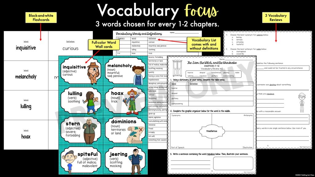 The Lion, the Witch, and the Wardrobe Comprehension and Vocabulary Pack ...