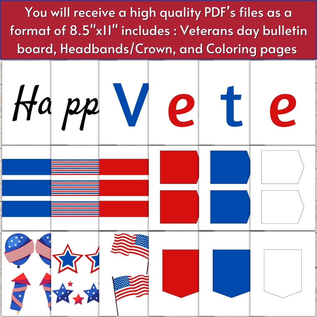 Bundle: Veterans Day Bulletin Board Kit, Patriotic Coloring Pages ...