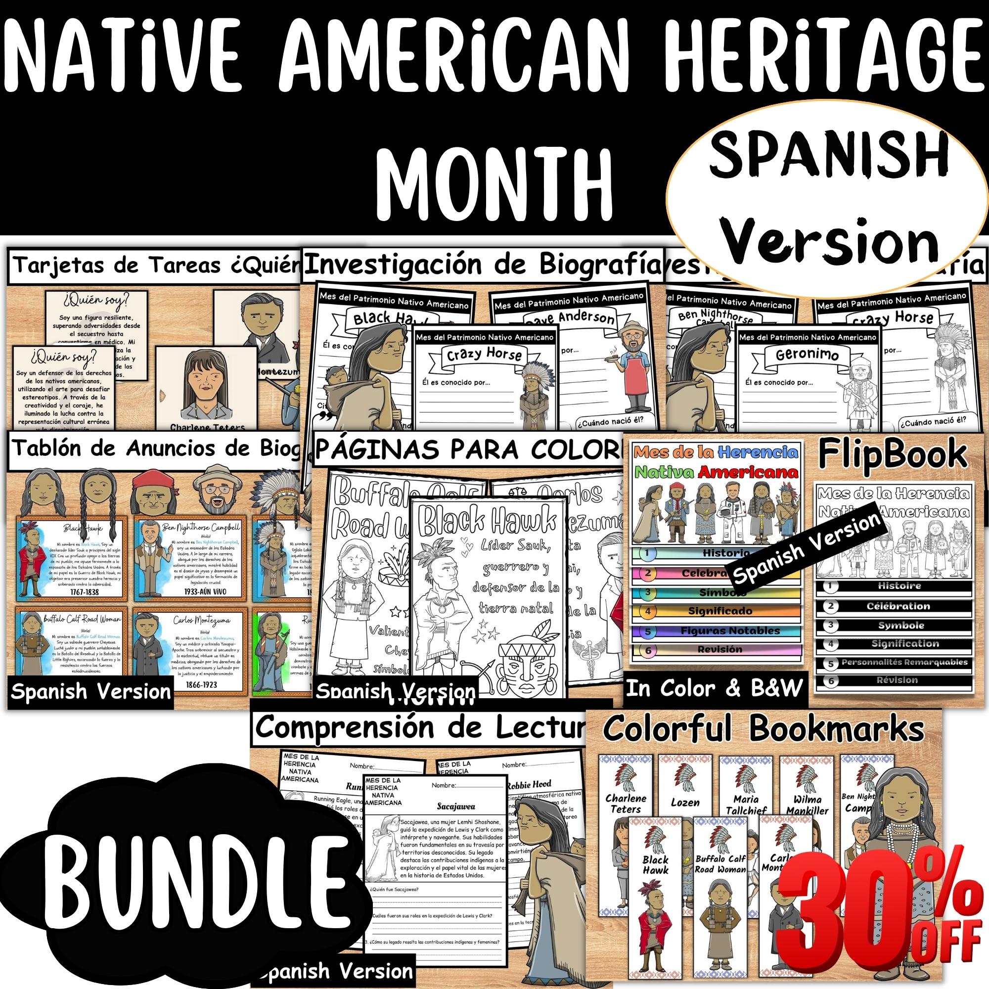 Mes del Patrimonio de los Nativos Americanos Spanish BUNLDE | Native ...