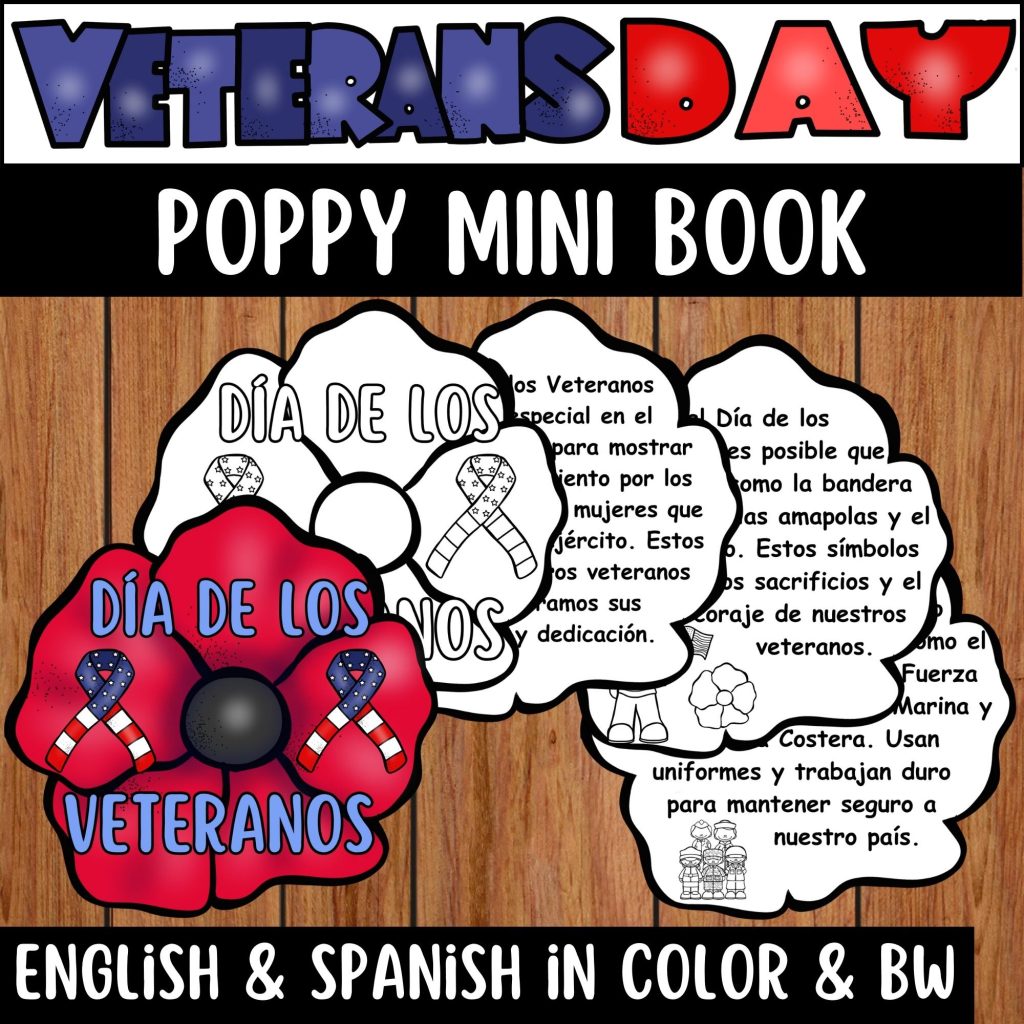 Veterans Day Poppy Mini Book For Early Readers Remembrance Day English ...
