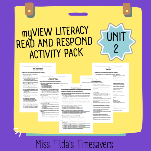 Read and Respond Activity Pack - myView Literacy 5 Unit 2 | Made By ...