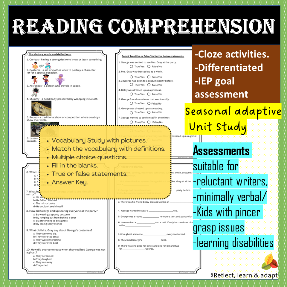 Fall Adaptive Bundle | Cloze activities - based on 4 books | Made By ...