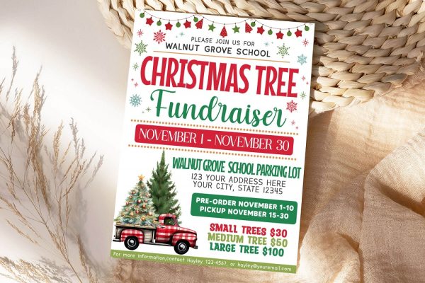 DIY Christmas Tree Fundraiser Flyer, Holiday Christmas Sale Poster ...