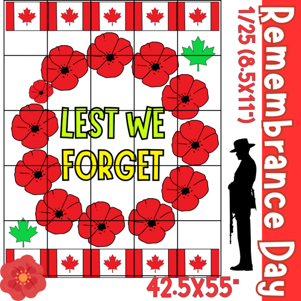 Lest We Forget Collaborative Poster, Canadian remembrance day Coloring ...