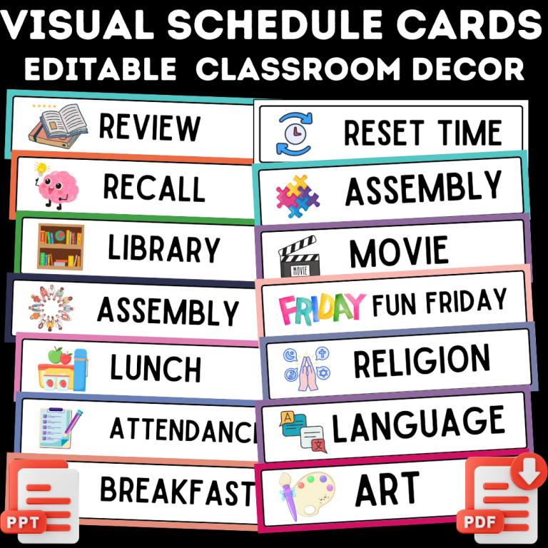 Classroom Daily Visual Schedule Cards Editable - Made By Teachers