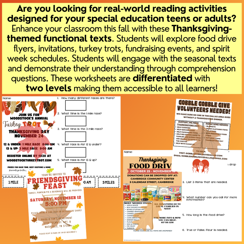 Thanksgiving Functional Texts 1 - Real-World Reading | Made By Teachers