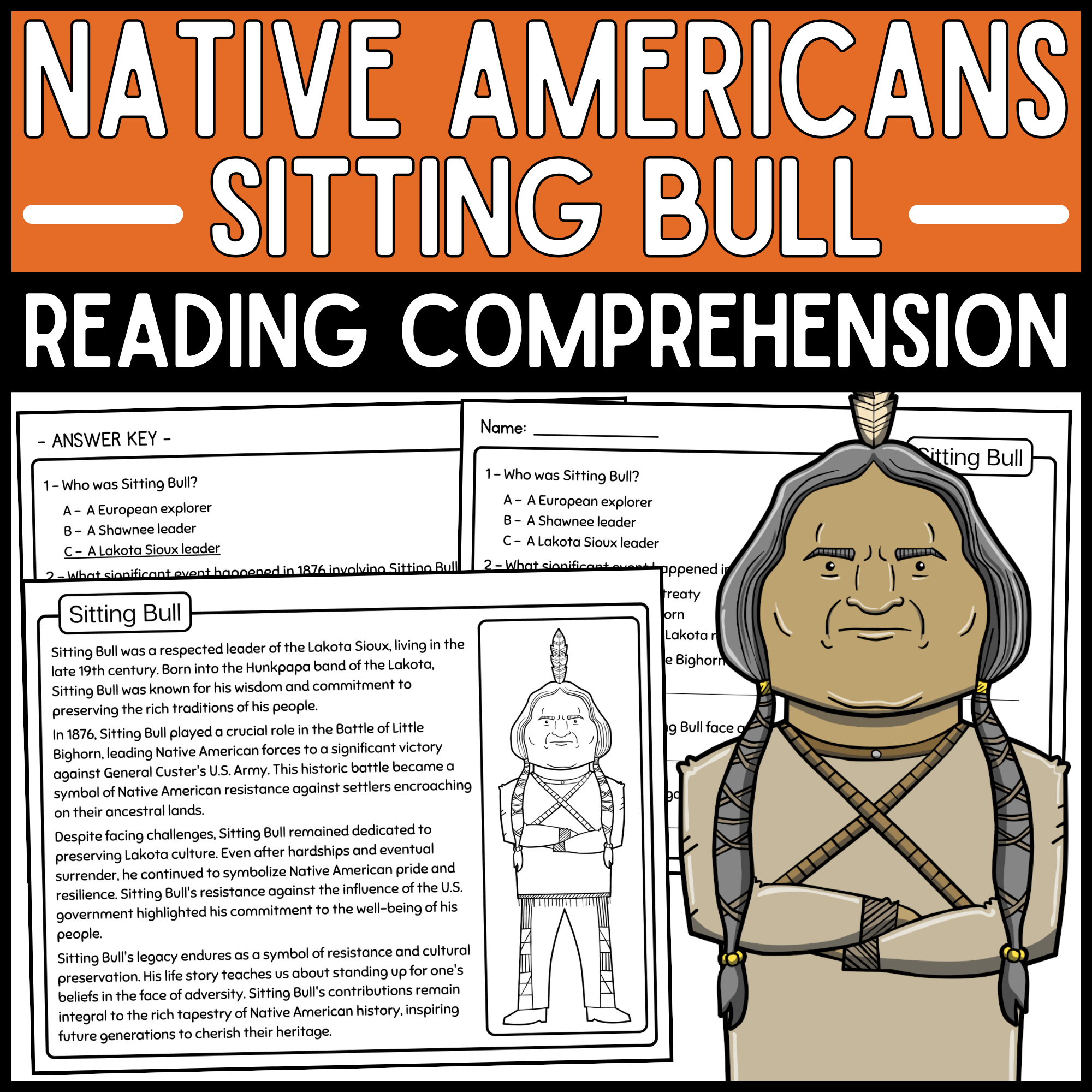 Famous Figures Native Americans Reading Comprehension Passages Bundle ...