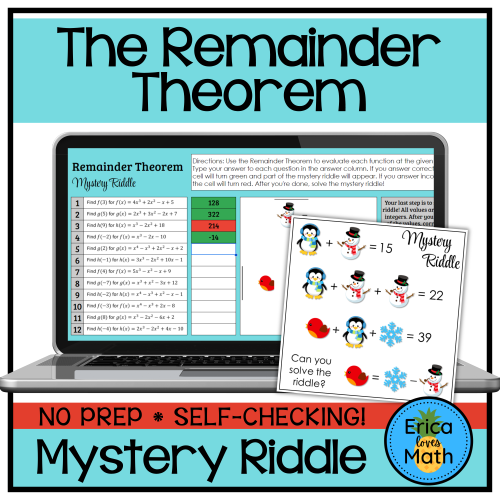 Evaluating Polynomials using Remainder Theorem Digital Mystery Riddle ...