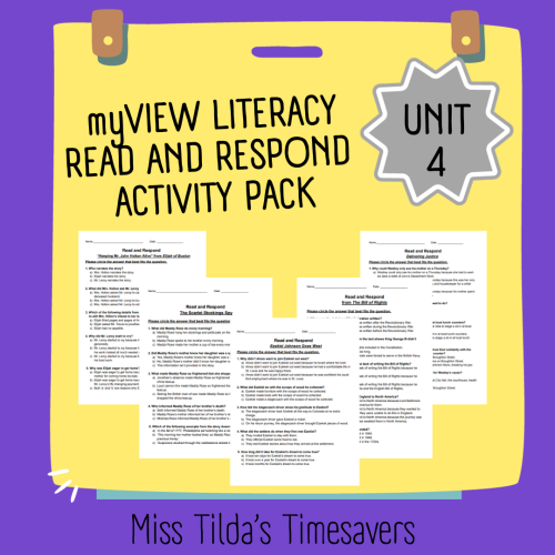 Read and Respond Activity Pack - myView Literacy 5 Unit 4 | Made By ...