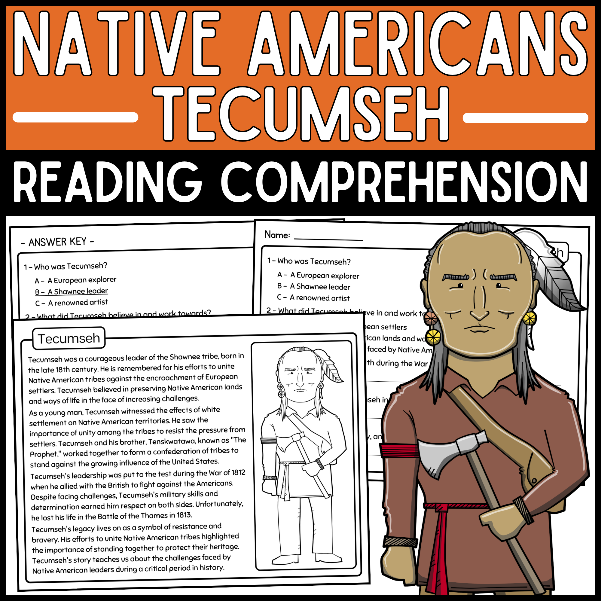 Famous Figures Native Americans Reading Comprehension Passages Bundle ...