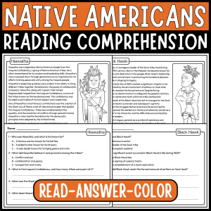 Famous Figures Native Americans Reading Comprehension Passages Bundle ...