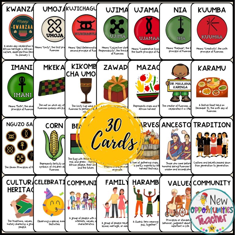 Kwanzaa Vocabulary Flashcards & Posters Set - Holidays Around the World ...