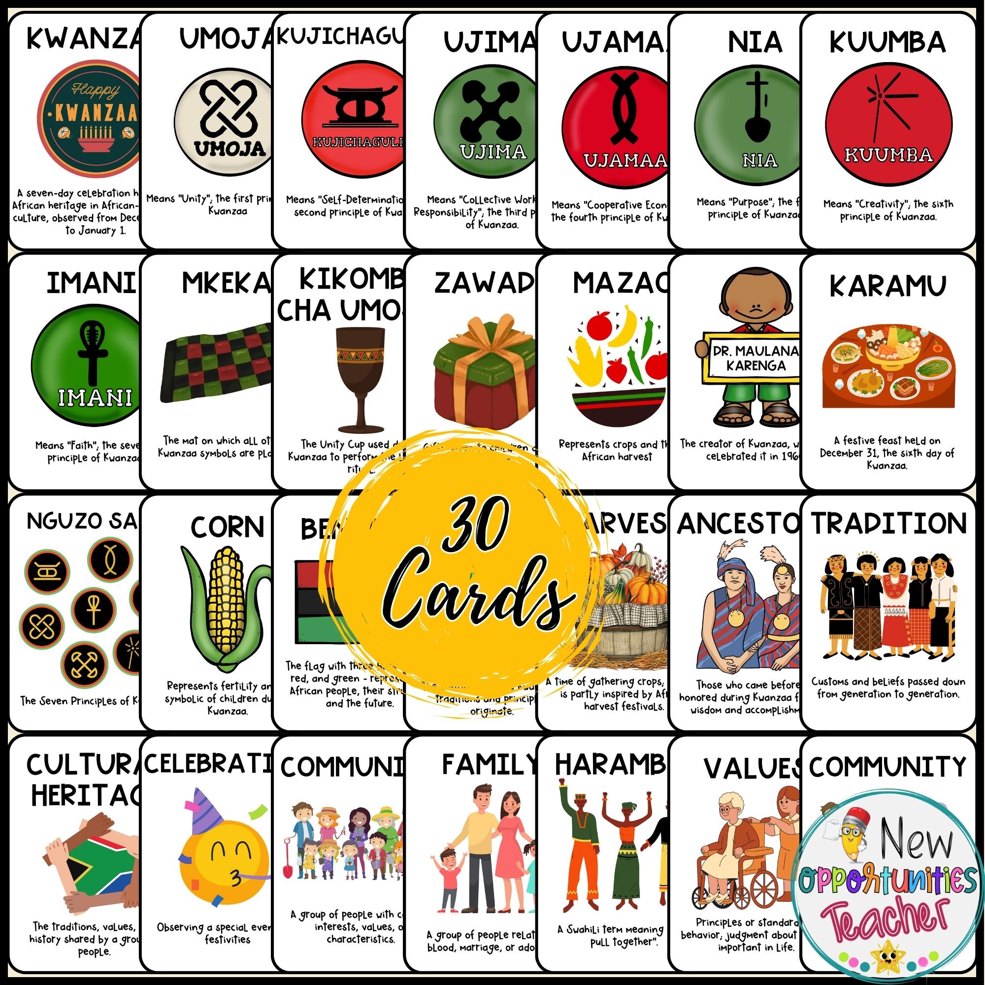 Kwanzaa Vocabulary Flashcards & Posters Set - Holidays Around the World ...