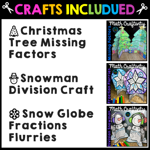 3rd Grade Winter Math Crafts Bundle | December Bulletin Board Craft ...