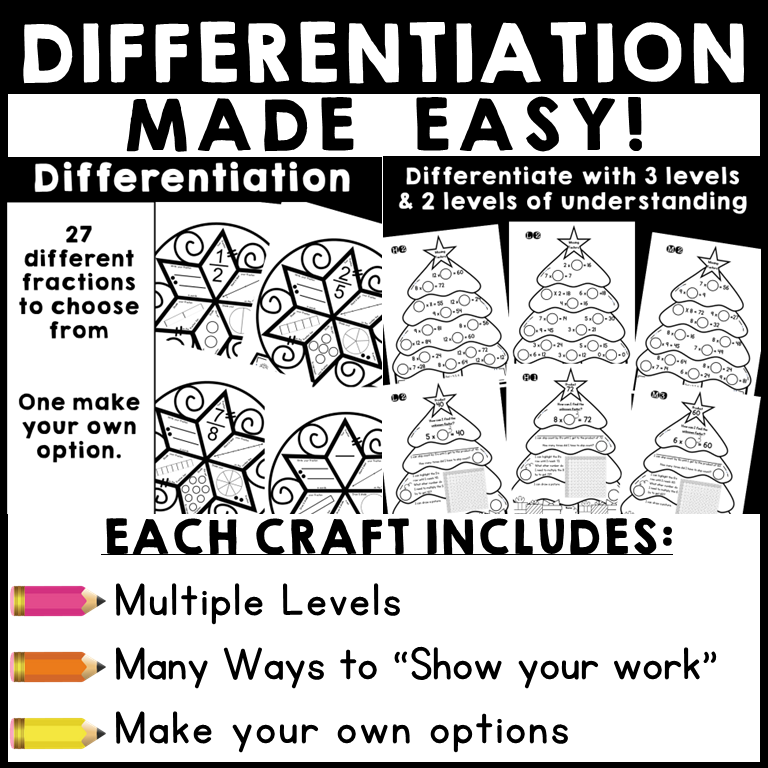 3rd Grade Winter Math Crafts Bundle | December Bulletin Board Craft ...