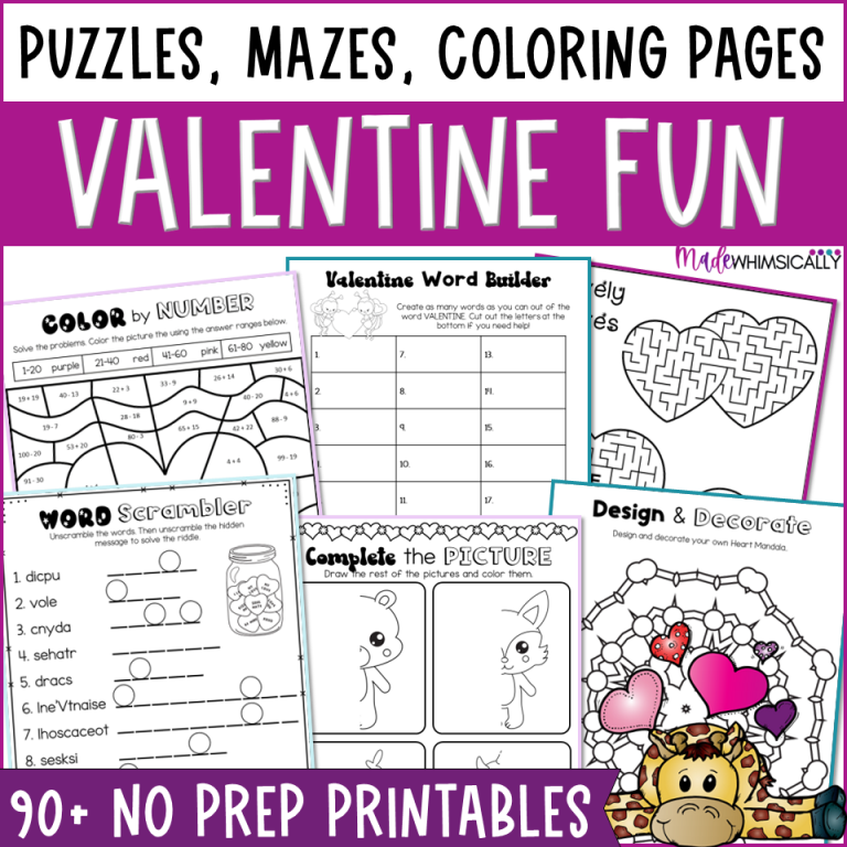 Valentine's Day Coloring Pages, Activities, Mazes and Puzzles - Made By ...