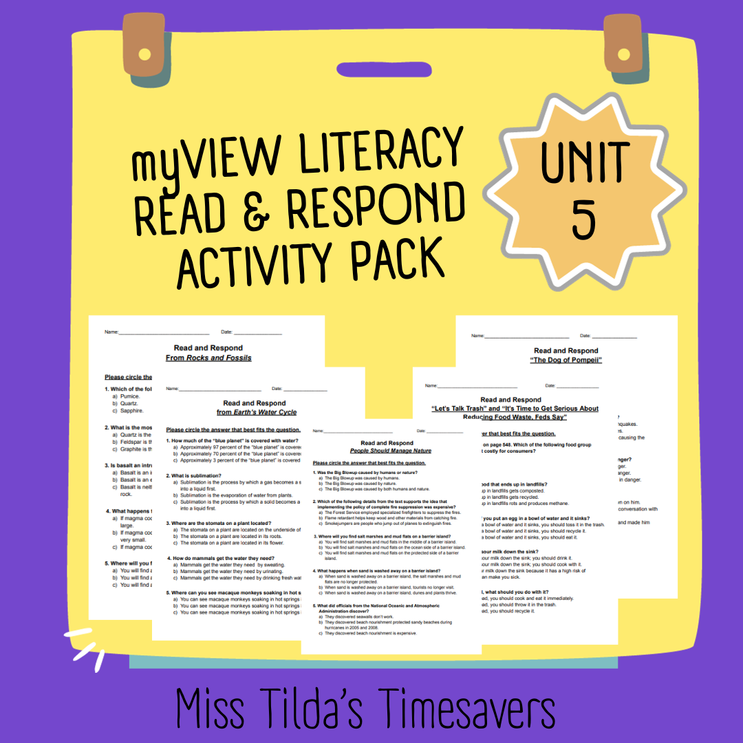Grade 3 myView Literacy Activity Pack - Unit 5 | Made By Teachers