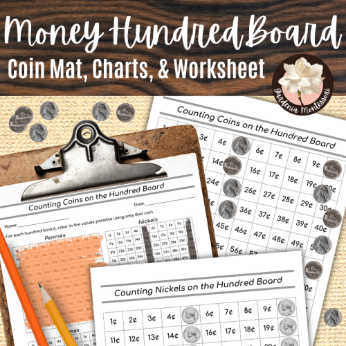 Money Hundred Board Coins Anchor Charts Coin Mats - Montessori Money ...
