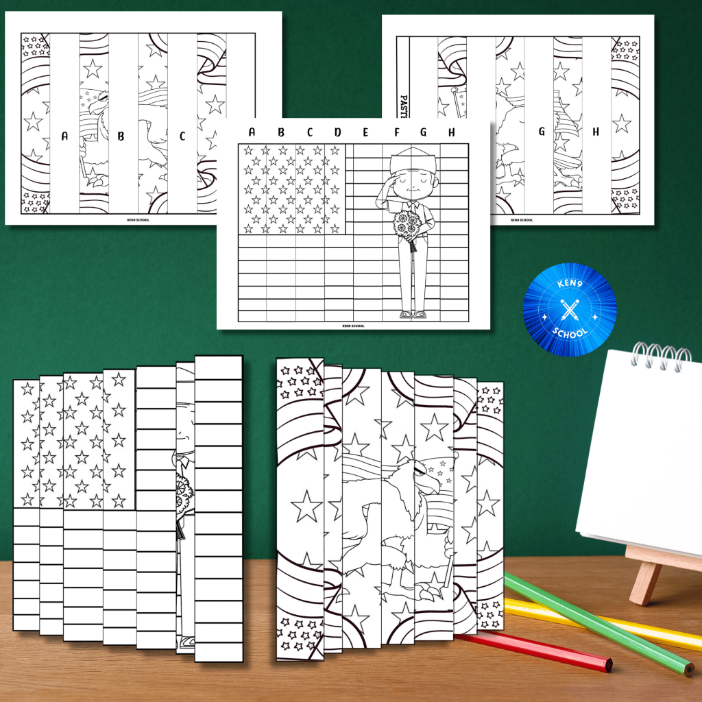 Veterans Day Craft Agamograph Art Coloring Activities |Patriotic ...