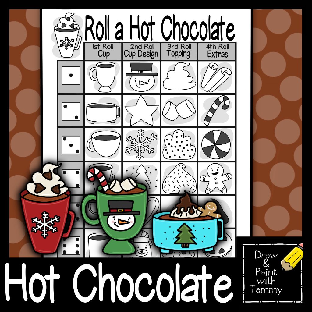 Roll a Hot Chocolate Roll and Draw Christmas Art Game Winter Art Sub ...
