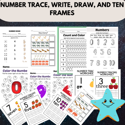NUMBERS 1-10 TRACE, WRITE, DRAW, AND TEN FRAMES - Made By Teachers