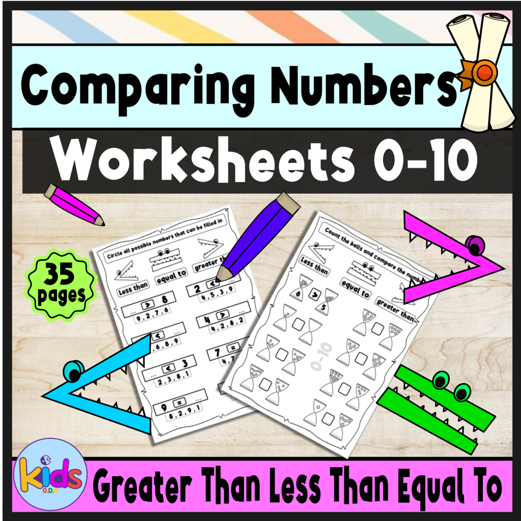 Math Practice Comparing Numbers 0-10 Greater Than Less Than Equal To ...