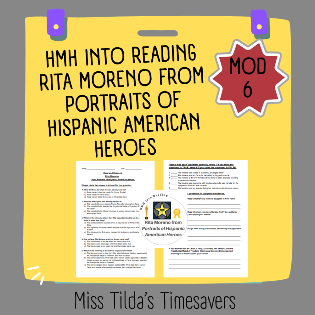Rita Moreno - Grade 5 HMH Into Reading (Module 6) - Made By Teachers