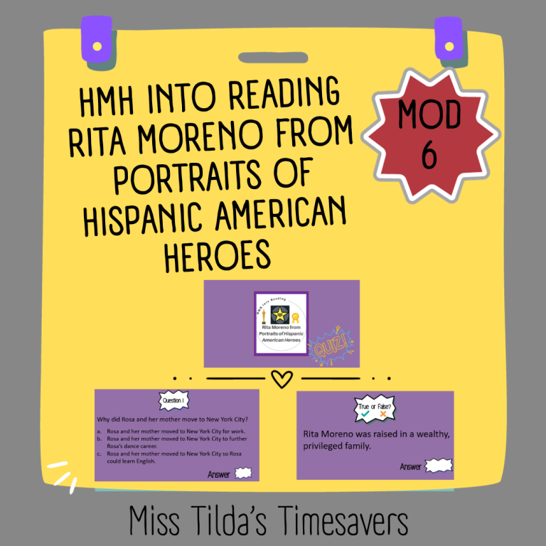 Rita Moreno Quiz - Grade 5 HMH into Reading - Made By Teachers