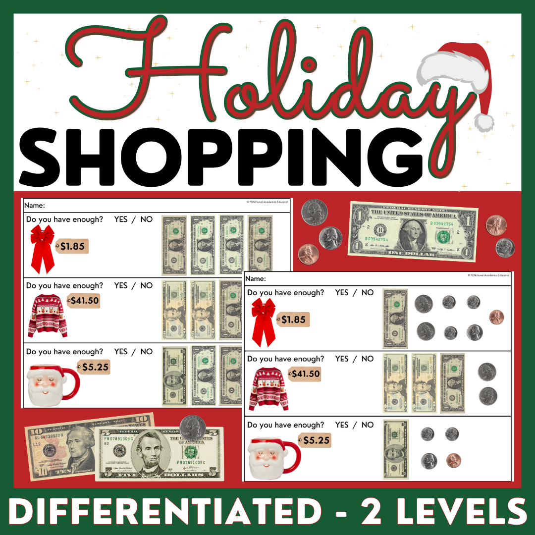 Holiday Shopping Task Cards/ Worksheets - Money Math - Special ...