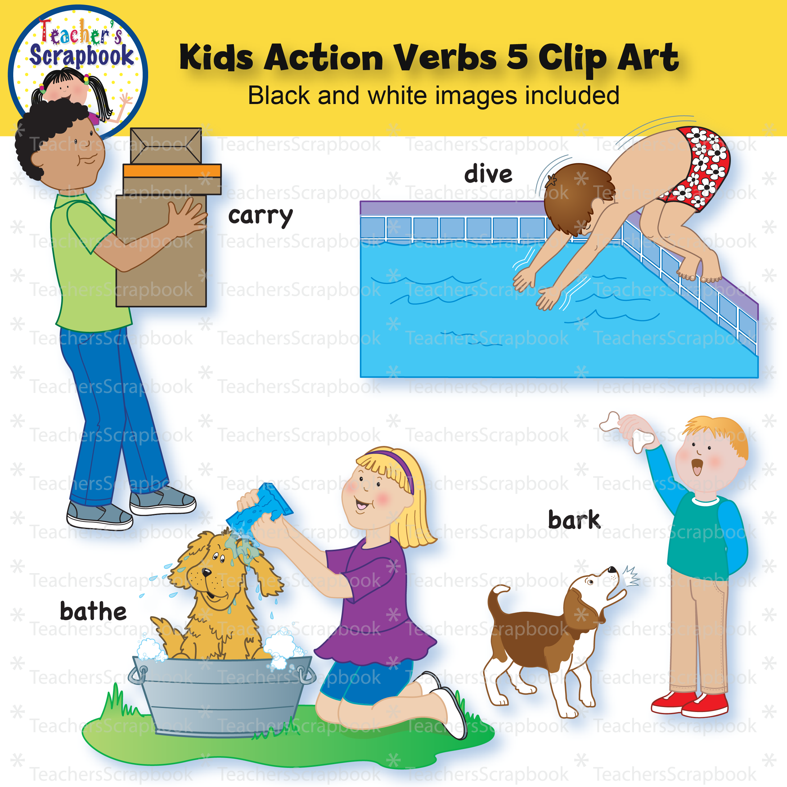 Kids Action Verbs 11 Clip Art | Made By Teachers