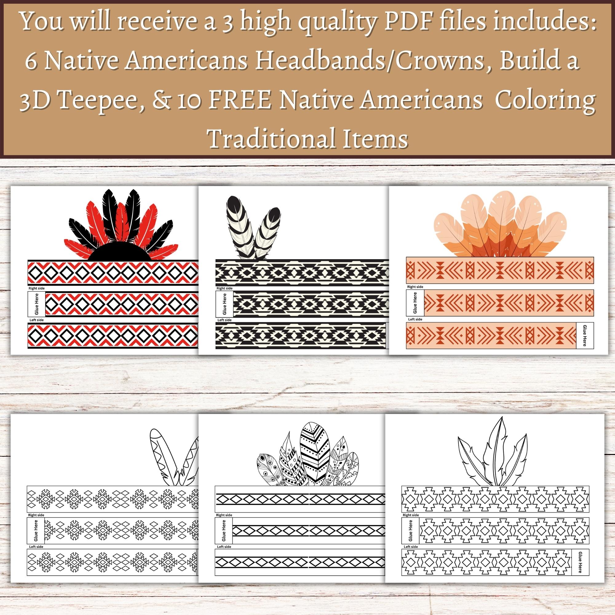 BUNDLE: Native Americans Headband/Crown/Feather, Build a 3D Teepee/Tipi ...