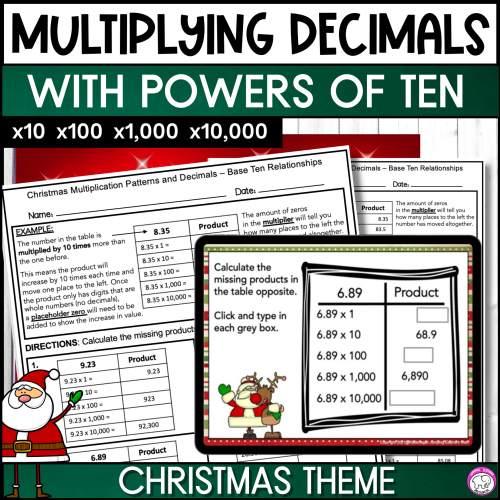 Christmas Multiplying Decimals with Powers of Ten Google Slides and ...