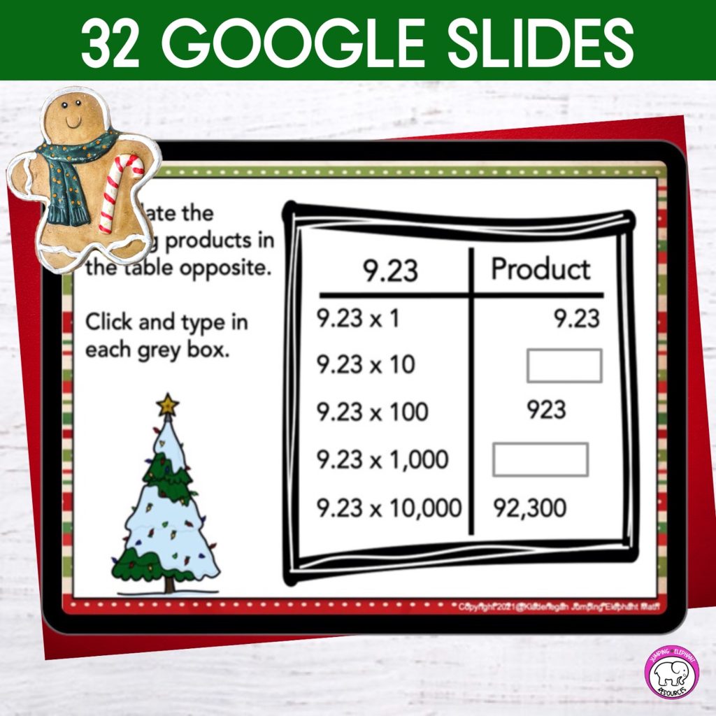 Christmas Multiplying Decimals with Powers of Ten Google Slides and ...