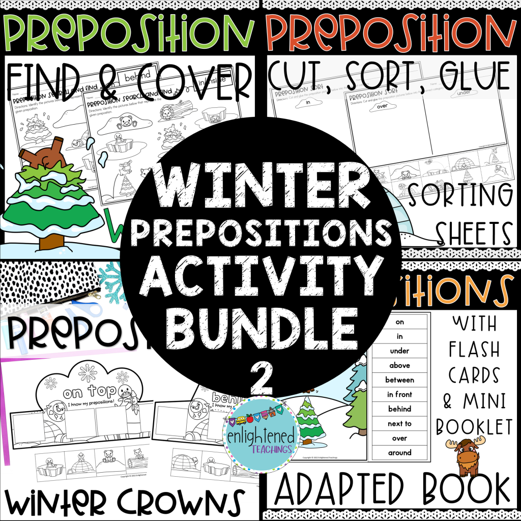 Winter Preposition Worksheets and Activities BUNDLE 2 Winter Positional ...