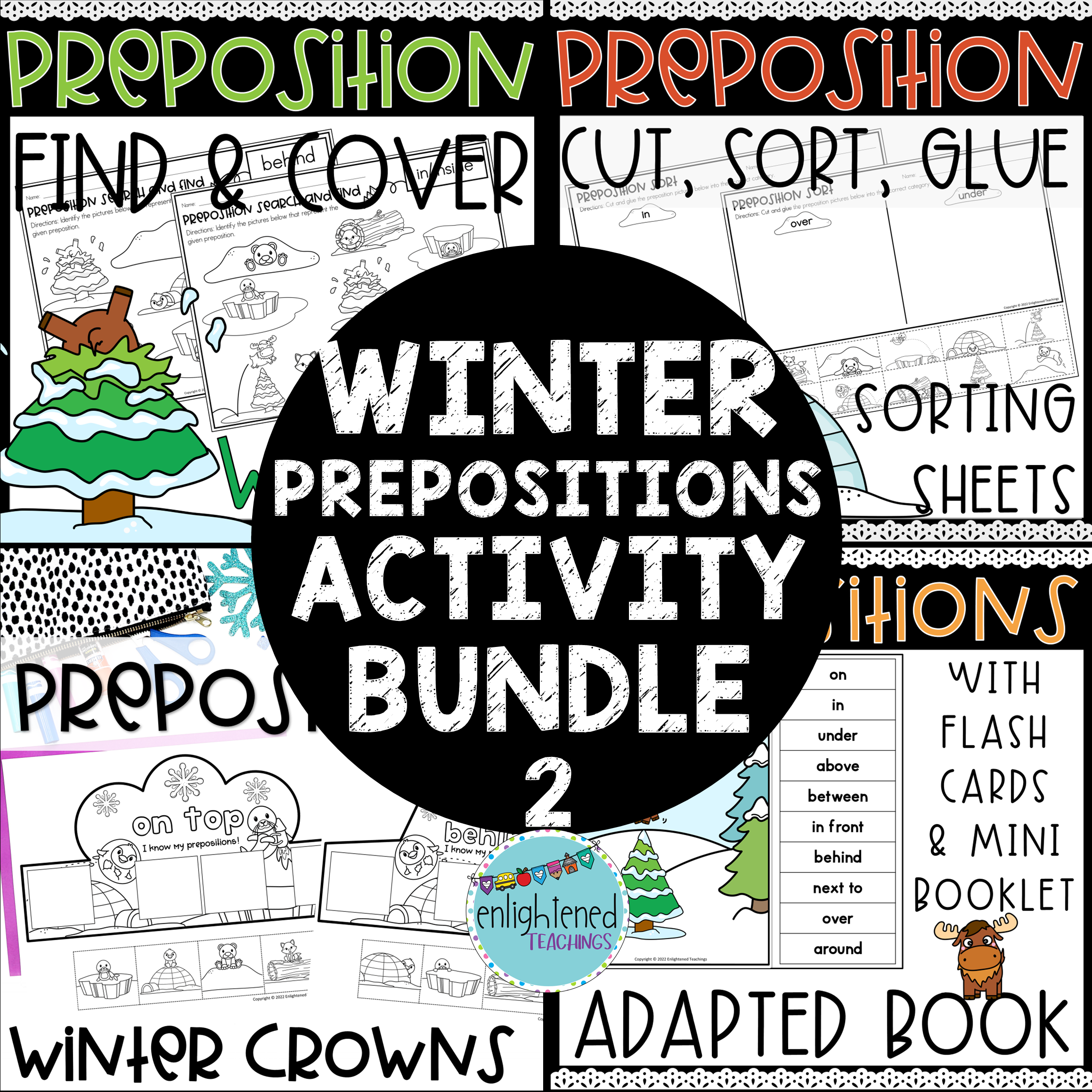 Winter Prepositions Emergent Reader Reference Guide Moose and Tree ...
