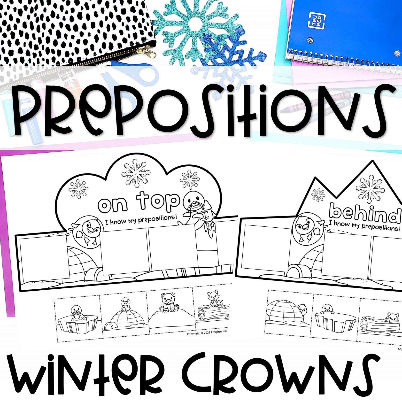 Winter Preposition Worksheets and Activities BUNDLE 2 Winter Positional ...