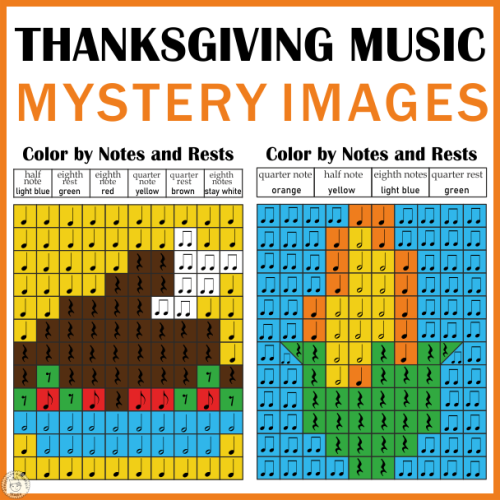 Thanksgiving Music Color by Note Mystery Image | Made By Teachers