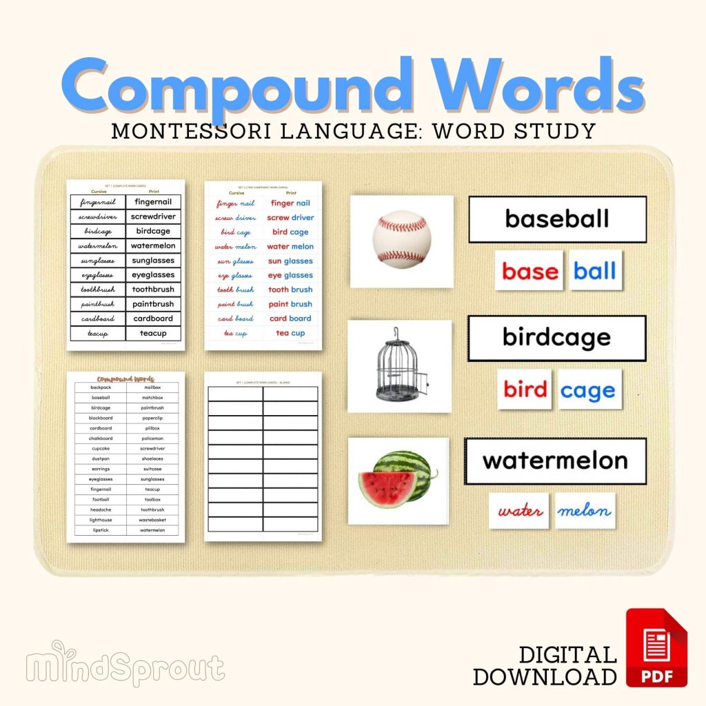 Montessori COMPOUND WORDS Word Study Montessori Language Reading and ...