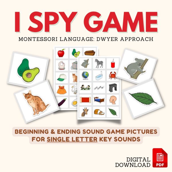 I Spy Sound Game Picture Cards PRINT, DIY Montessori Language Objects ...
