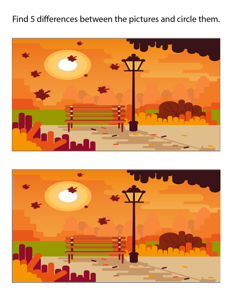 Spot the Difference Visual Perception Fall Worksheet Packet - Made By ...