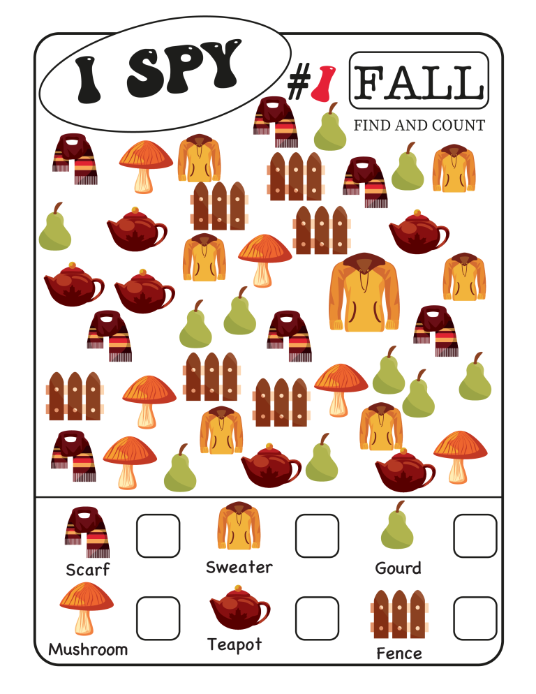 Fall "I Spy" | Autumn Themed Activity Search and Find Early - Made By ...